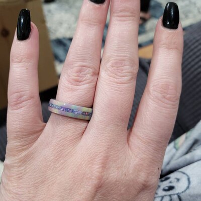 Unicorn Poop Ring With Opal Inlay 6mm Width Diamond Dust Ring ...