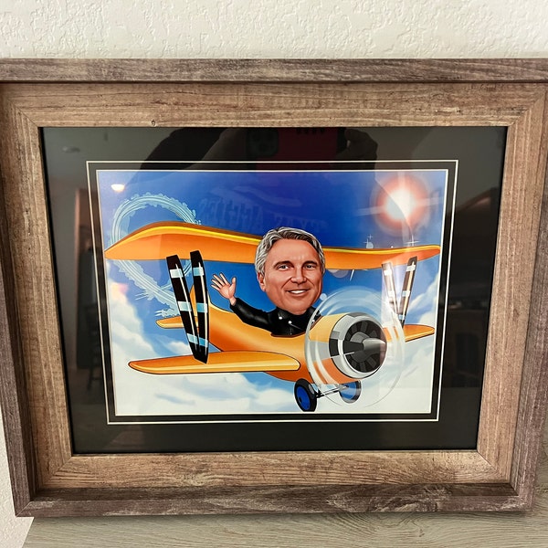 Cartoon Pilot Portrait, Pilot Gifts, Aviation Gifts, Airplane Airline ...