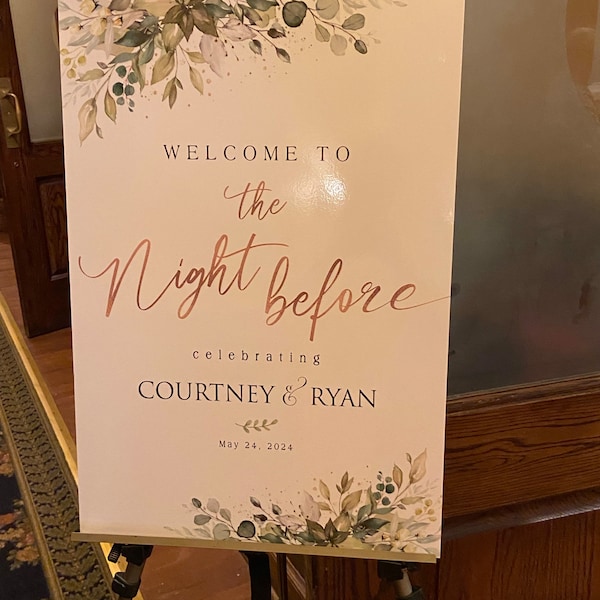 Rehearsal Dinner Sign, Rehearsal Sign, Greenery Decor, the Night Before ...