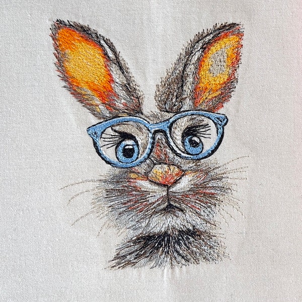 Bunny Machine Embroidery Easter Bunny With Glasses Pattern, 6 Sizes ...