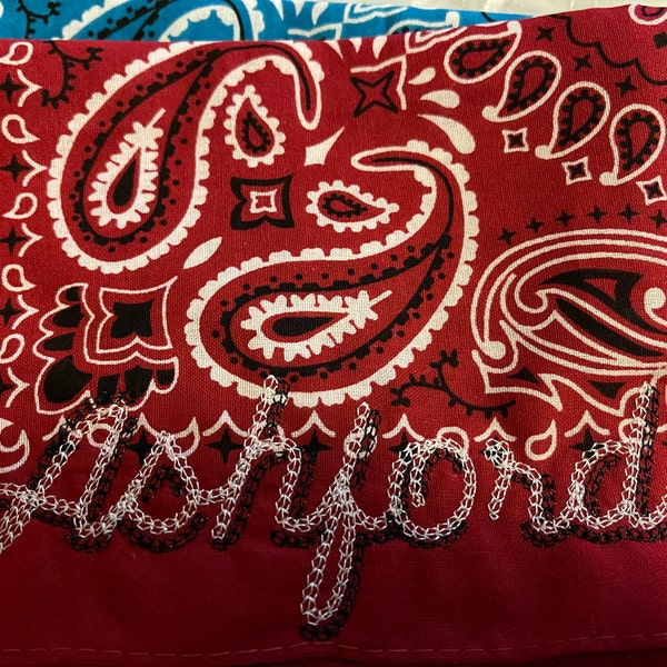 Personalized Bandana, Name Chain Stitch Embroidered Bandana ...