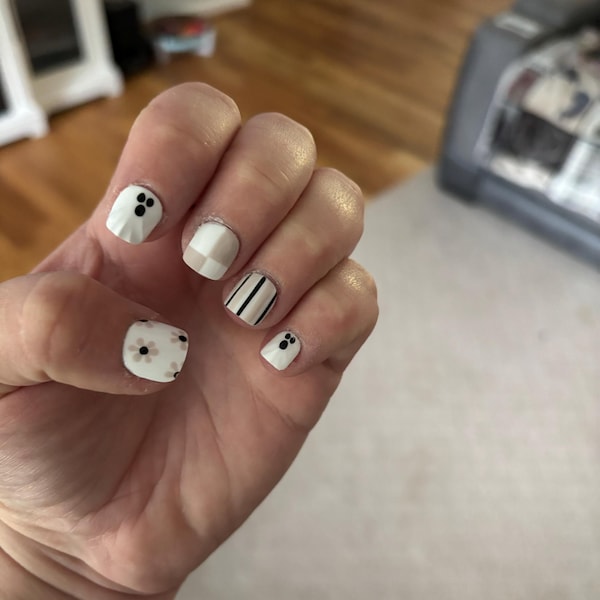 Winter Press-on Nails | Blue and Grey Sweater Nails | Custom Winter ...