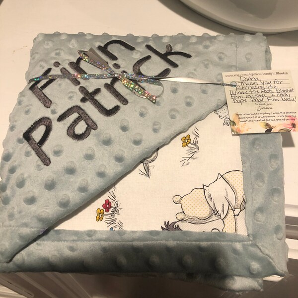 Personalized Winnie the Pooh Baby Blanket | Frame Style Border ...