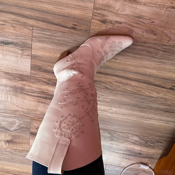 White Cowboy Leather Boots, Suzani Boots, Casual Boots, for Her, Custom ...