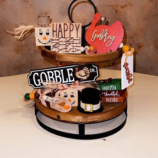 Thanksgiving Road Signs / Fall Decor / Turkey Sign / Tiered Tray Decor ...