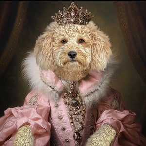 Custom Two Dog Portrait, Royal Dog Painting, Pet Lovers Gift, Royal ...