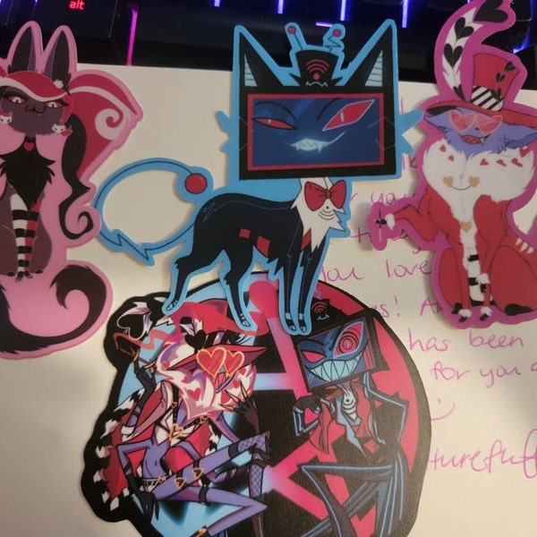 Hazbin Hotel Stickers Vee Cats Vox, Valentino, and Velvette Cat - Etsy