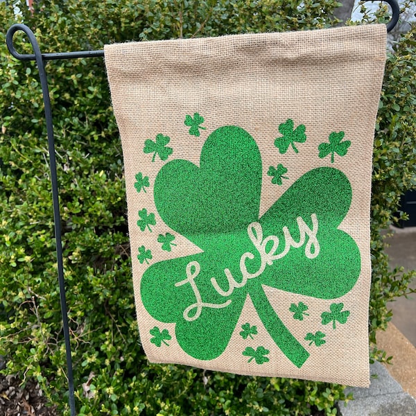 Lucky Shamrock Garden Flag, Shamrock Flag, St Patricks Day, Irish ...