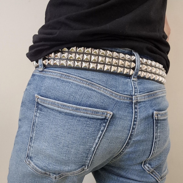 Handmade Studded Spiked 1-3/4" (45mm) Wide Full Grain Leather Belt 3 ...