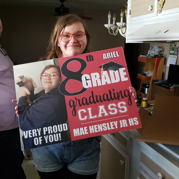 8th Grade Graduation Photo Yard Sign Wire Stake Incl, Senior 2025 ...