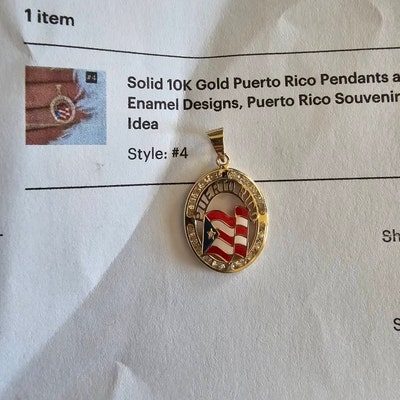 Solid 10K Gold Puerto Rico Pendants and Handpainted Enamel Designs ...