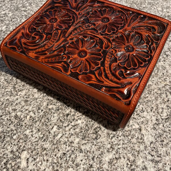 Hand Tooled Italian Tan Leather Bag, Convertible Clutch/wristlet ...