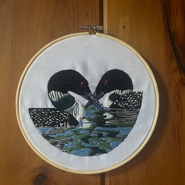 Loon Embroidery Kit, Complete Kit, Detailed Instructions, DMC Floss ...