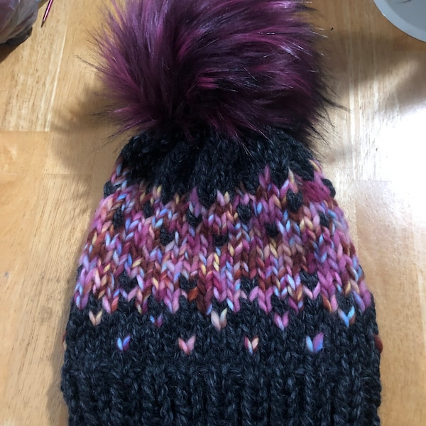 KNITTING PATTERN - Easy Beginner Colorwork Beanie - Super Bulky ...