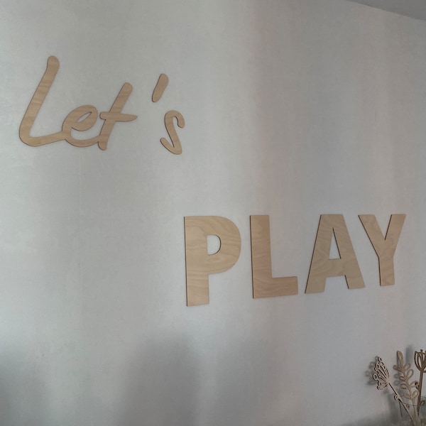 Let's PLAY Wall Sign - Children's Playroom Decor - Bedroom, Nursery ...