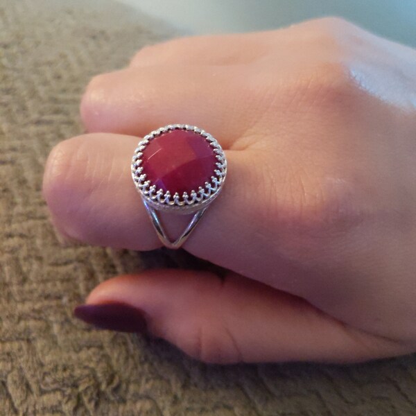 Sterling Silver Ring - Jade Ring - July Birthstone Ring - Gemstone Ring ...