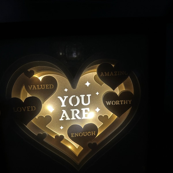 3D Heart of Love Shadow Box With Custom Words, Valentines Day Heart ...