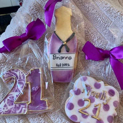 Happy Birthday Custom Number Cookies Set of 6 Crunchy - Etsy