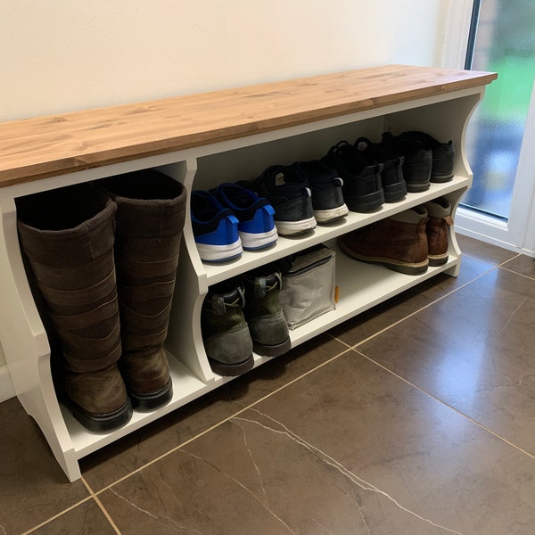 Boot Bench and Shoe Rack With Storage Shelves and Boot Compartment ...
