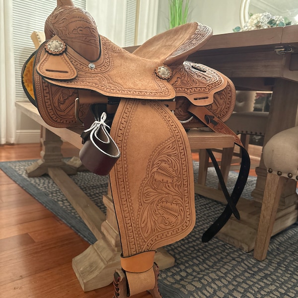 Wade Tree A Fork Premium Western Leather Roping Ranch Work Horse Saddle ...