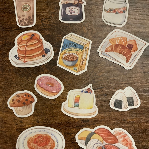 Yummy Food Stickers-watercolor Food Illustration Stickers-planner ...