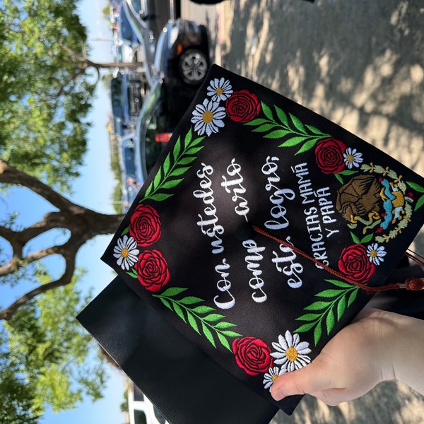 Embroidered Tulip Graduation Cap Topper Graduation Cap Decoration ...