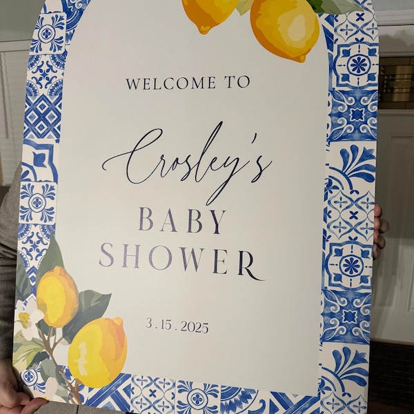 Blue Tiles Baby Shower Sign, Mama’s Main Squeeze Baby Shower Sign ...