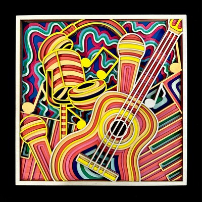 Musical Instruments 3D Mandala Svg, Multilayer Panel for Laser Cutting ...