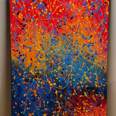 Red Jackson Pollock Style Abstract Painting 72 Original Large Painting ...