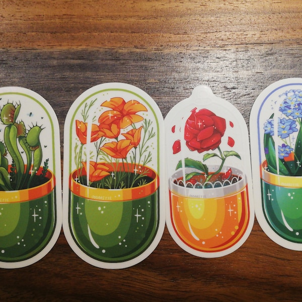 Botany Pills Stickers: Transparent Plant Terrarium Stickers - Human ...