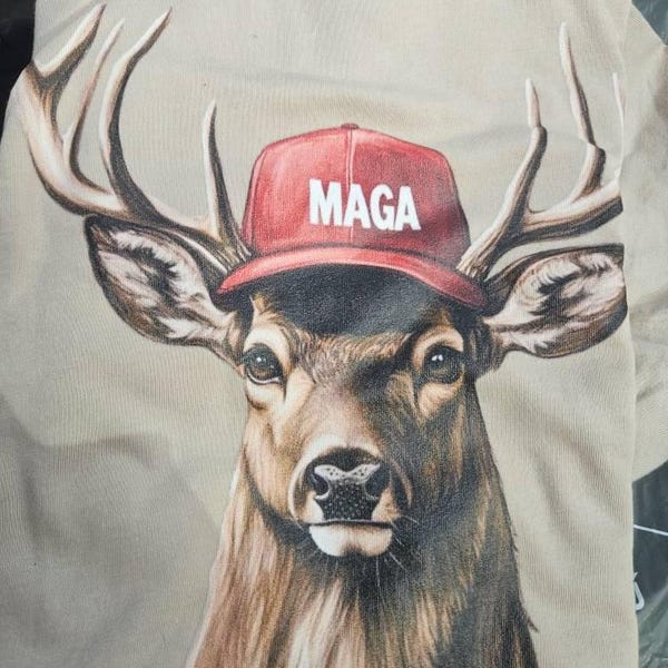 St Bernard Wearing MAGA Hat Shirt, Crewneck Short Sleeve DTG Printed ...