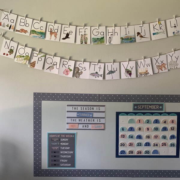 Watercolor Nature Alphabet Banner Classroom Decor - Etsy