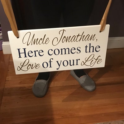 Uncle Here Comes the Bride, Ring Bearer Sign, Wood Wedding Sign ...