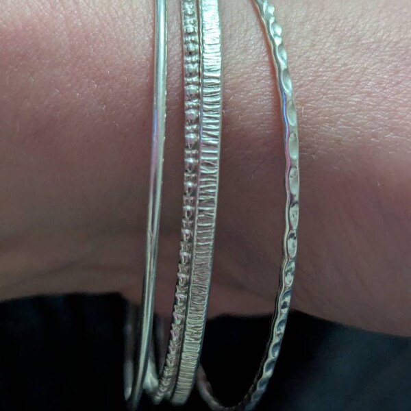 Buy 4 Set Stacking Bangles, 925 Sterling Silver Bangles Set, Stacking ...