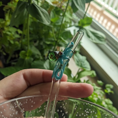 Double Mushroom GLASS STRAW Boba Straws Smoothie Straws - Etsy