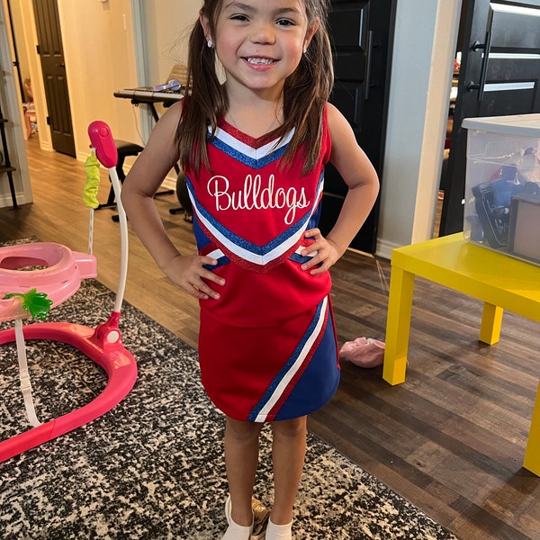 Red & Blue Cheer Uniform, Customized Cheerleading Uniform, Girls Cheer ...