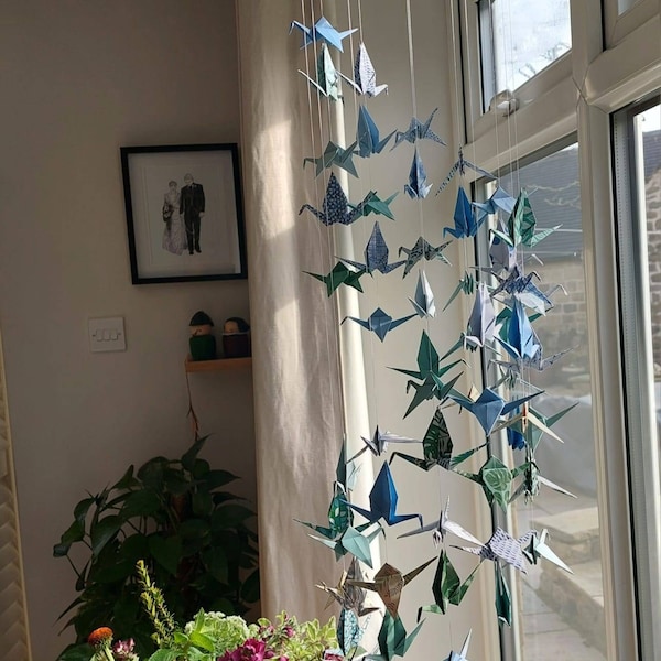Handmade Rainbow Origami Crane Wall Hanging - Etsy