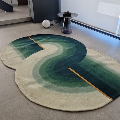 Hand Tufted Modern Stem Area Rug 100 % Woolen Large Area Rug Green ...