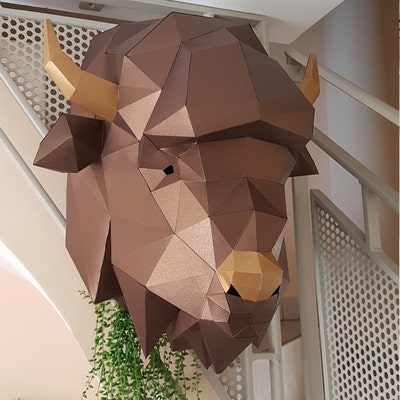 Bison Head Paper Craft, Digital Template, Origami, PDF Download DIY ...