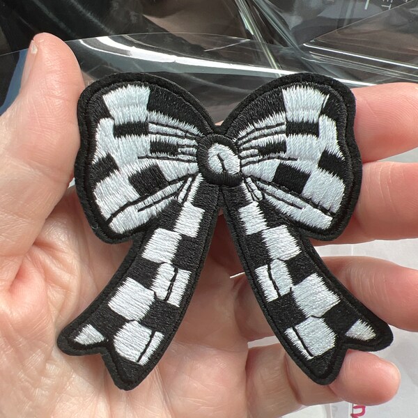 Checkered Black and White Bow Patch, Trucker Hat Patch, Iron On, DIY Patch, Bow Patch - Etsy