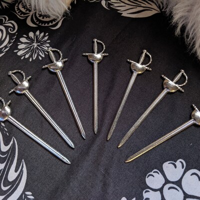 10pcs Rapier Charms Sword Accessories 25x85mm Antique Silver DIY ...