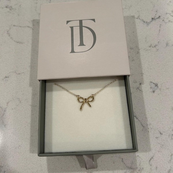 Dainty Bow Necklace • Gold Bow Necklace • Silver Bow Necklace • Ribbon ...