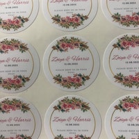 Personalised Nikkah Wedding Stickers, Floral Stickers, Wedding Favour ...