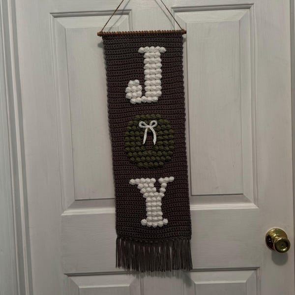 Crochet Joy Wall Hanging Pattern • Christmas Wreath Holiday Crochet ...