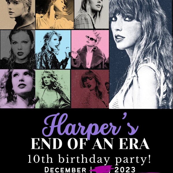 Eras Birthday Invitation, Taylor Party Invite, Eras Party Decorations ...