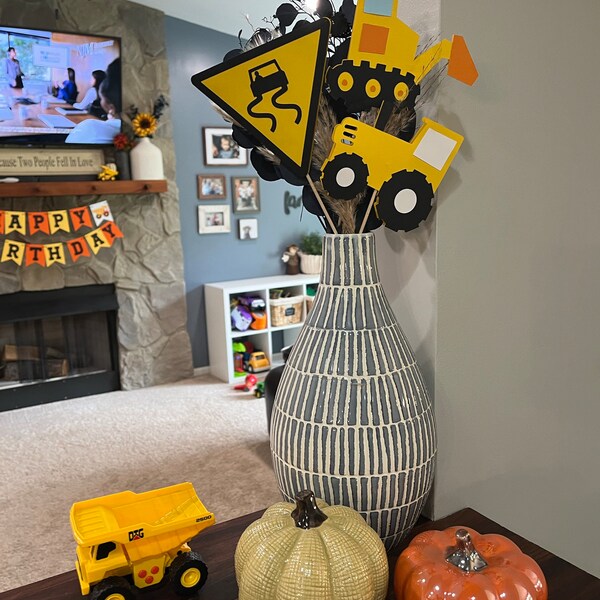 Construction Theme Centerpieces - Set of 6 / Construction Theme ...