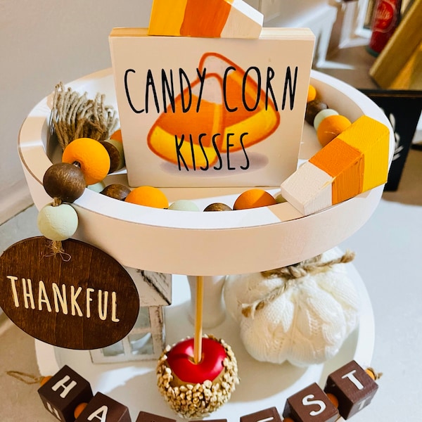 MINI CANDY CORN | Chunky Wood | Fall Decor | Rustic | Primitive ...