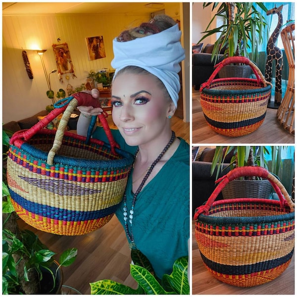 Bolga Basket, Large Basket, African Market Basket, Bolgatanga Baskets ...