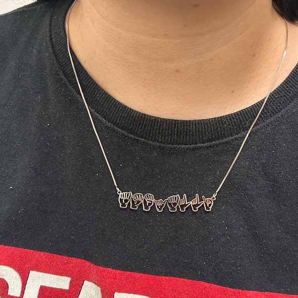 Custom Sign Language Necklace, Name Necklace in Sign Language ...