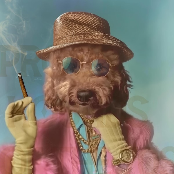 Custom 70s Retro Pet Portrait, Iconic Fashion Dog Portrait, Pet Gift ...